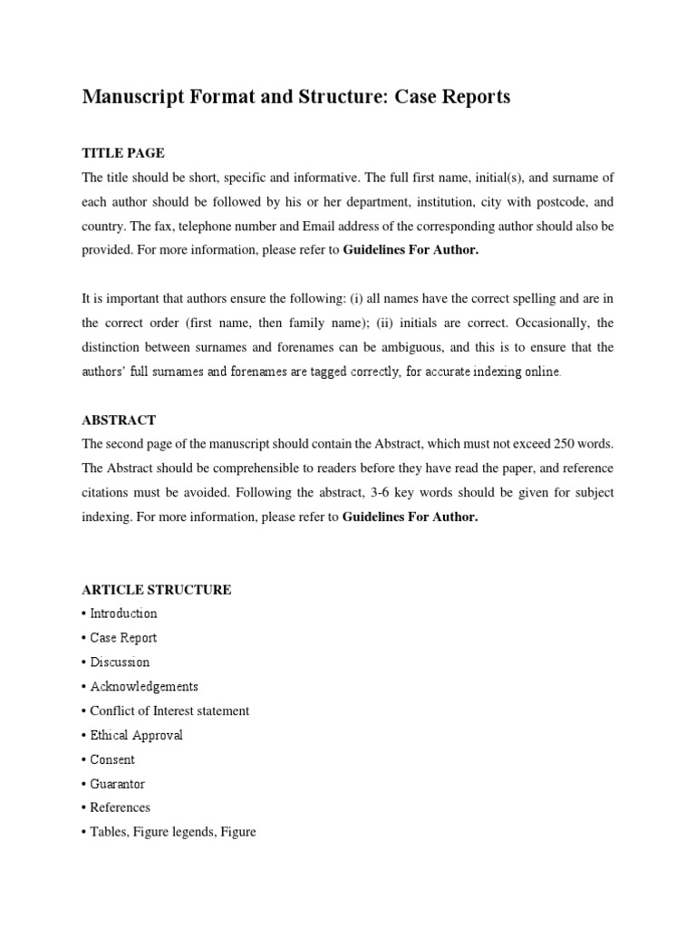 Manuscript Case Report | PDF | Conflict Of Interest | Citation