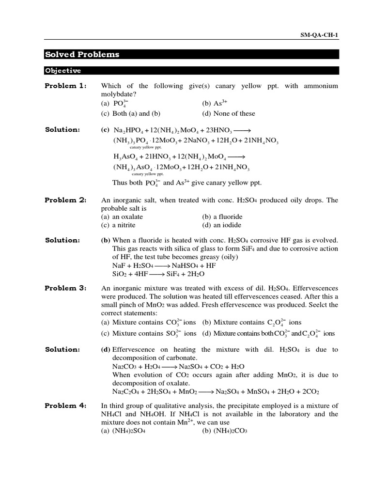 Qualitative Analysis | PDF | Precipitation (Chemistry) | Acid