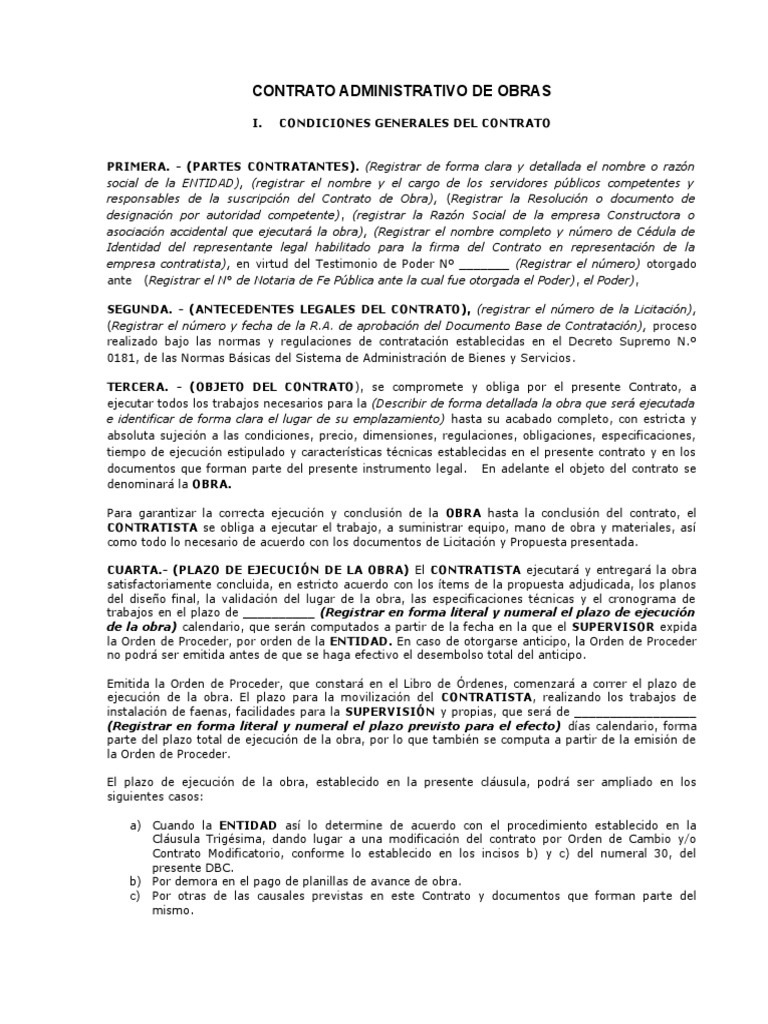 Contrato Administrativo Modelo | PDF | Derecho laboral | Topografía