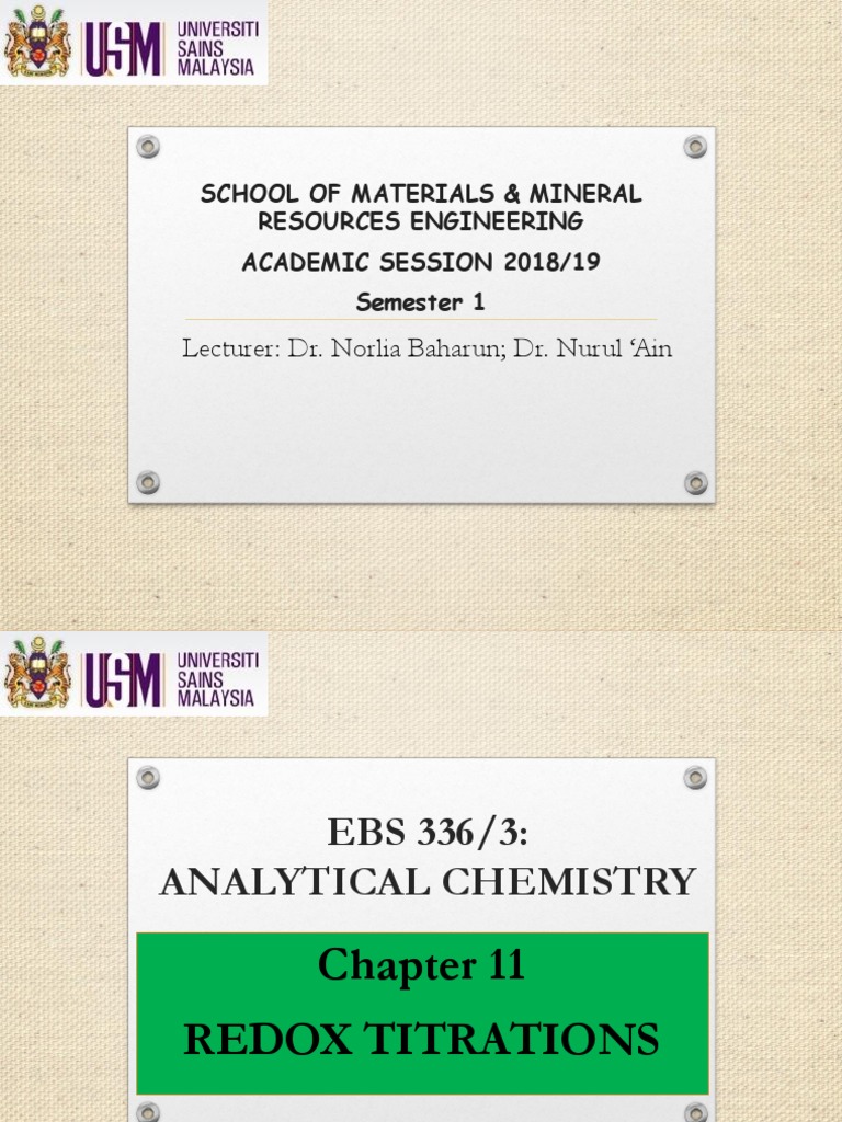 Analytical Chemistry Redox Titrations | PDF | Titration | Chemistry