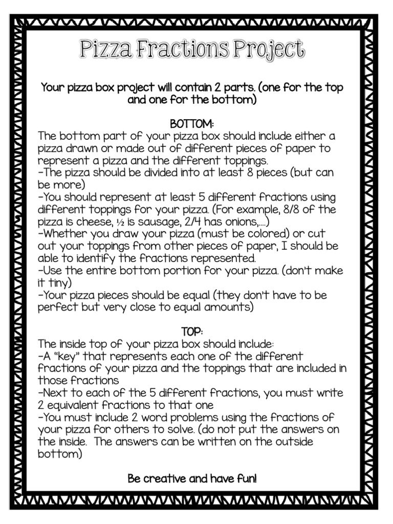 Pizza Fractions Project Directions | PDF | Home & Garden | Art