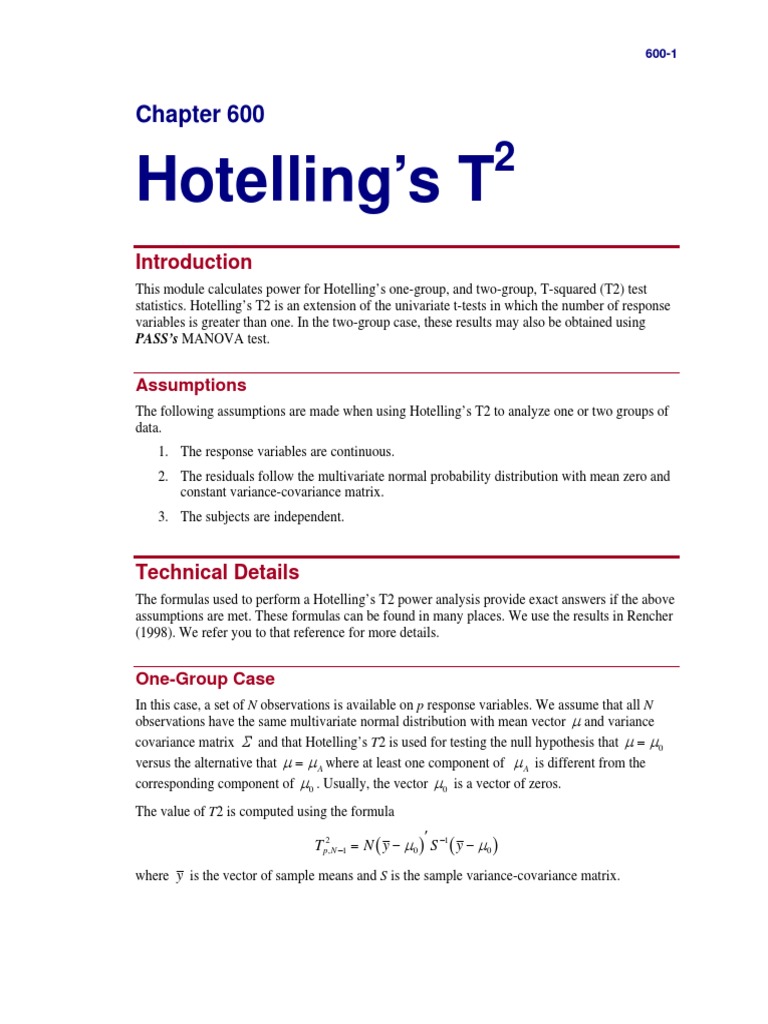 Hotelling's T2 PDF | PDF | Standard Deviation | Normal Distribution