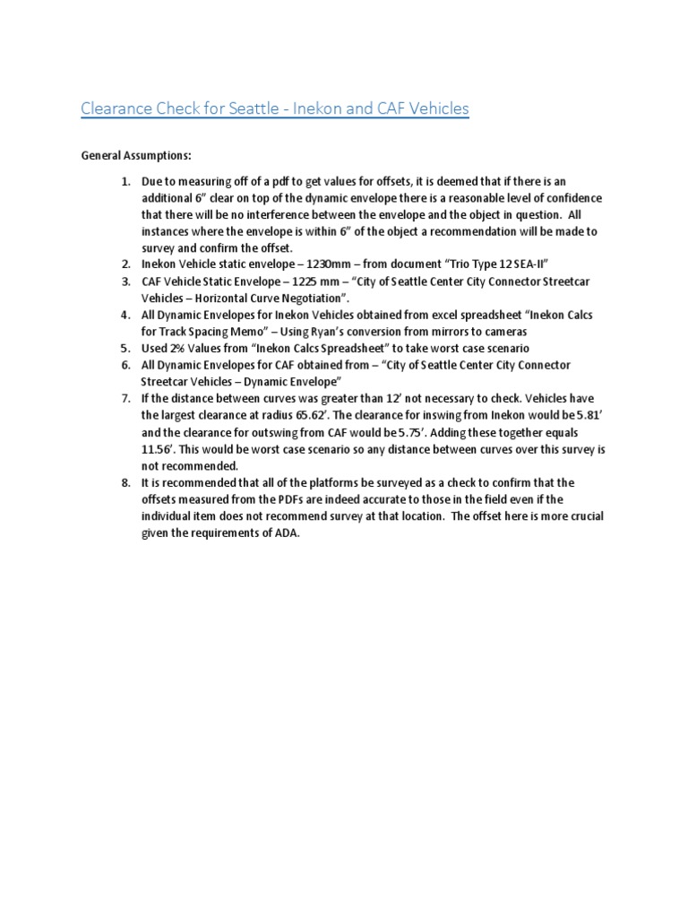 Draft Vehicle Clearance Check South Lake Union | PDF