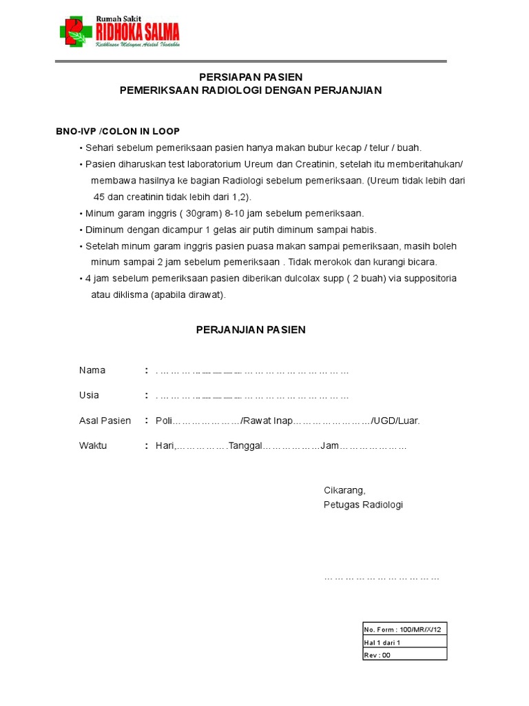 No.100 Pemeriksaan Bno-Ivp | PDF