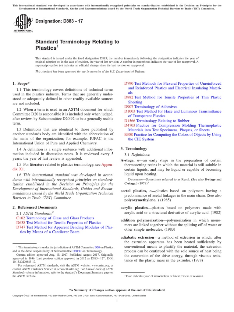 Astm D883 | Download Free PDF | Polymers | Plastic