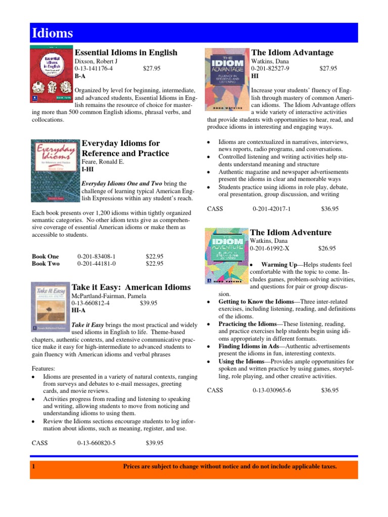 Idioms 1 | PDF | Idiom | Phrase