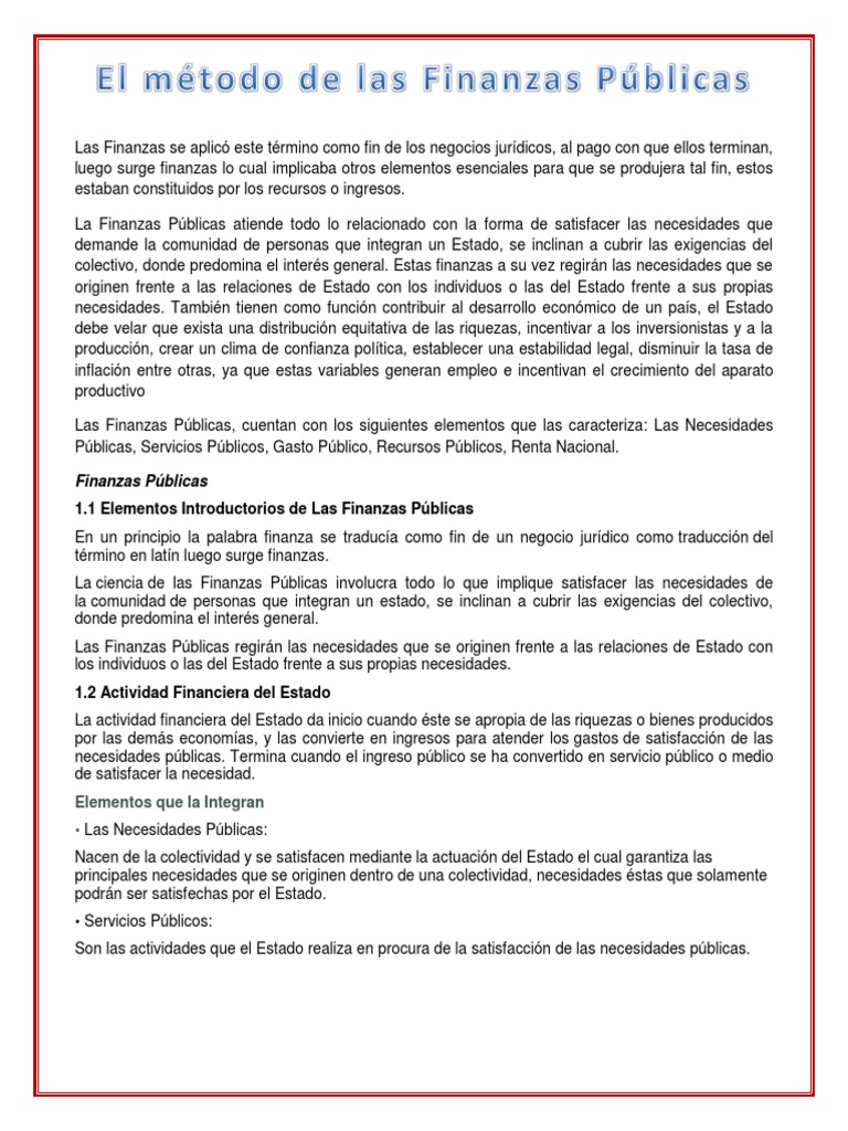 El Metodo de Las Finanzas Publicas PDF | PDF | Estado (política) | Presupuesto