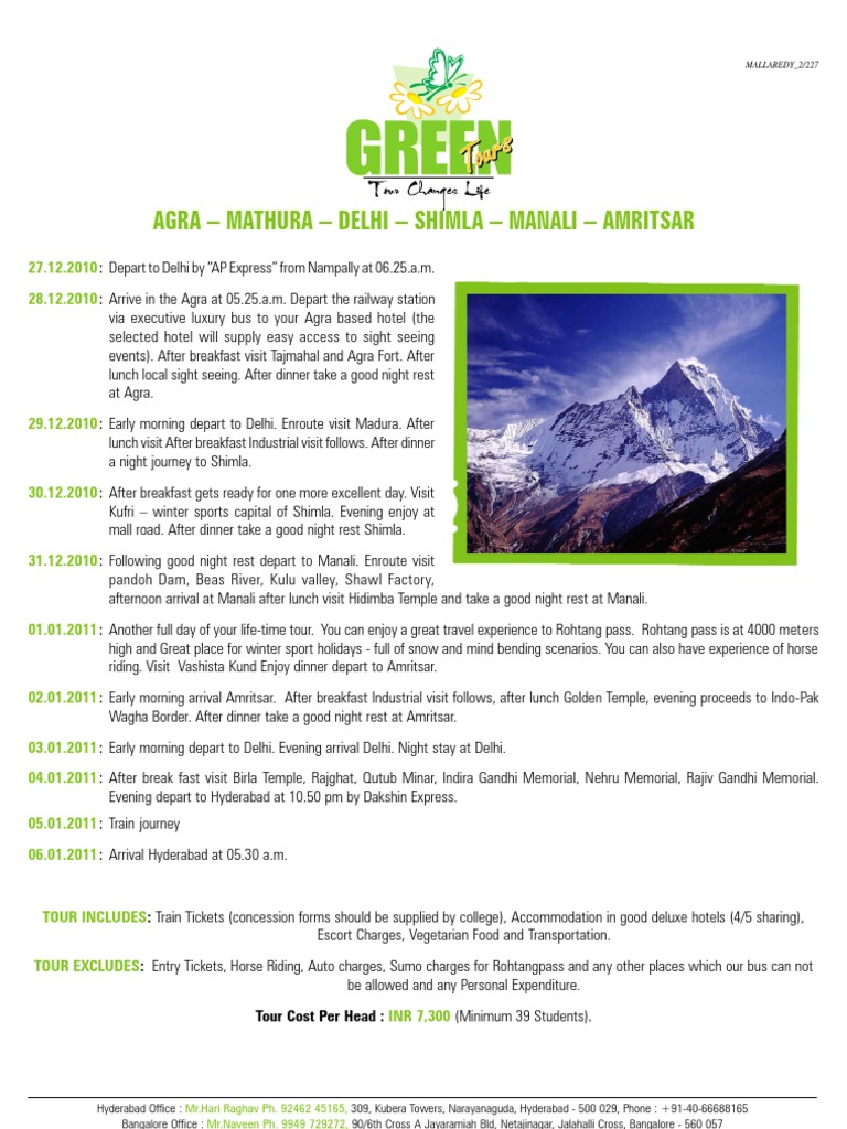 Student Tour Itinerary | PDF