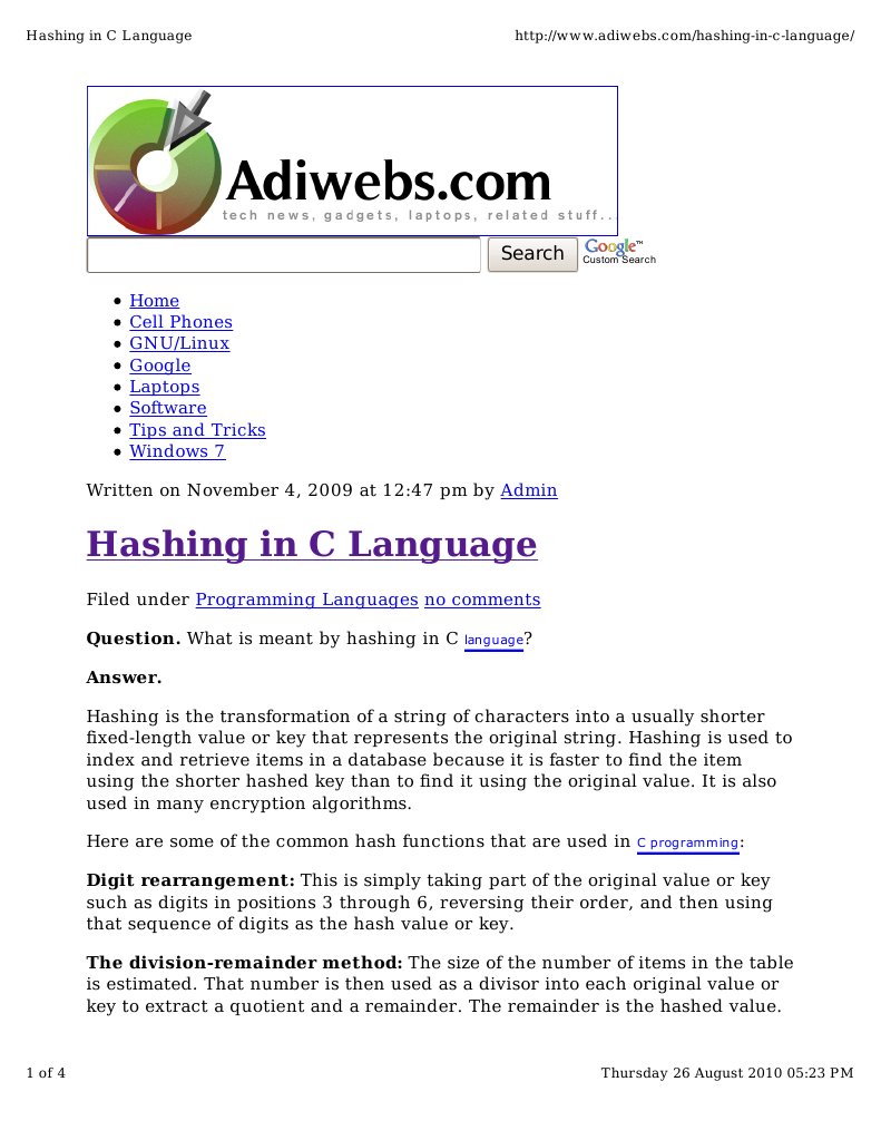 Hashing | PDF | C (Programming Language) | Areas Of Computer Science Hashing | PDF | C (Programming Language) | Areas Of Computer Science