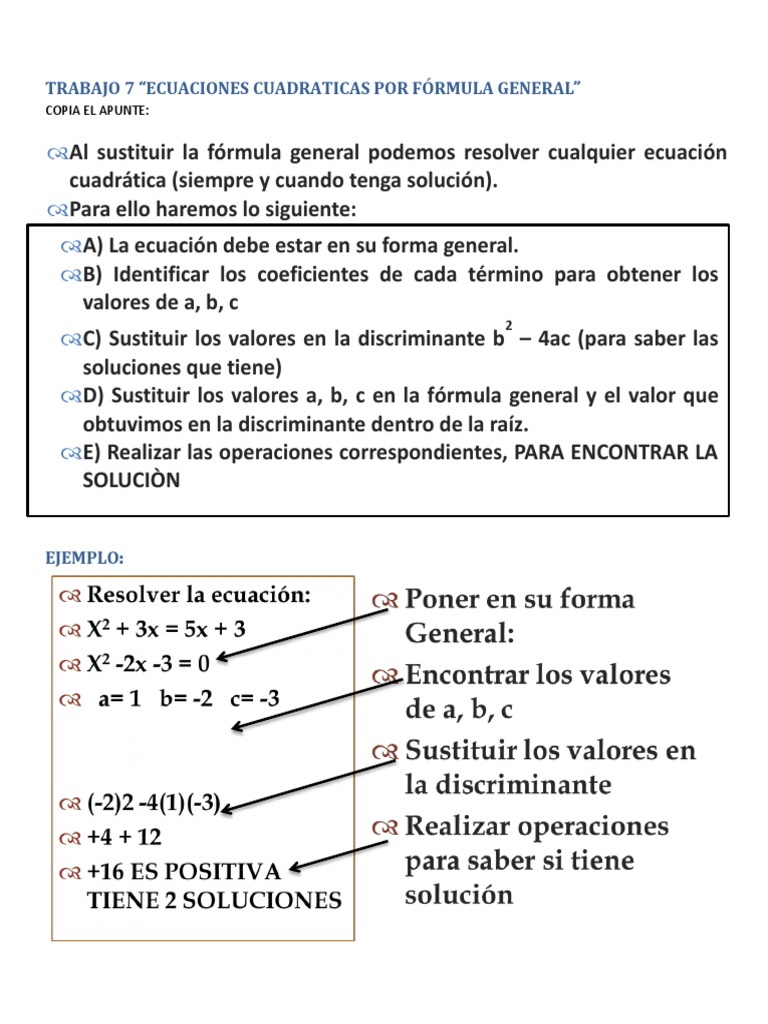 Ecuaciones Cuadraticas Por Formula General | PDF