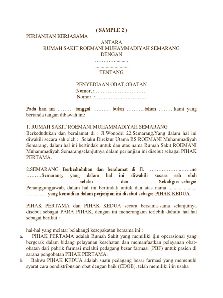 Contoh Mou RS Dan PBF Farmasi | PDF