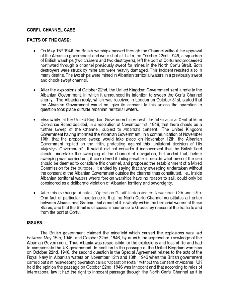 Corfu Channel Case | PDF | Albania | Naval Mine