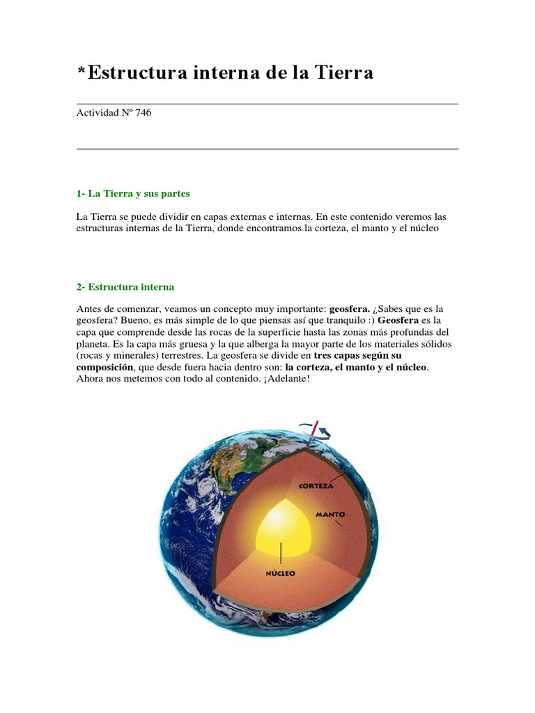 Estructura Interna de La Tierra | PDF | Manto (geología) | Estructura ...