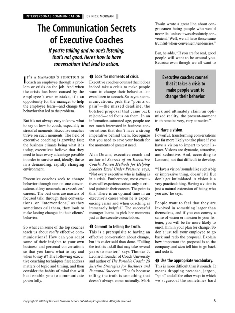 The Communication Secrets of Executive Coaches | PDF | Communication ...