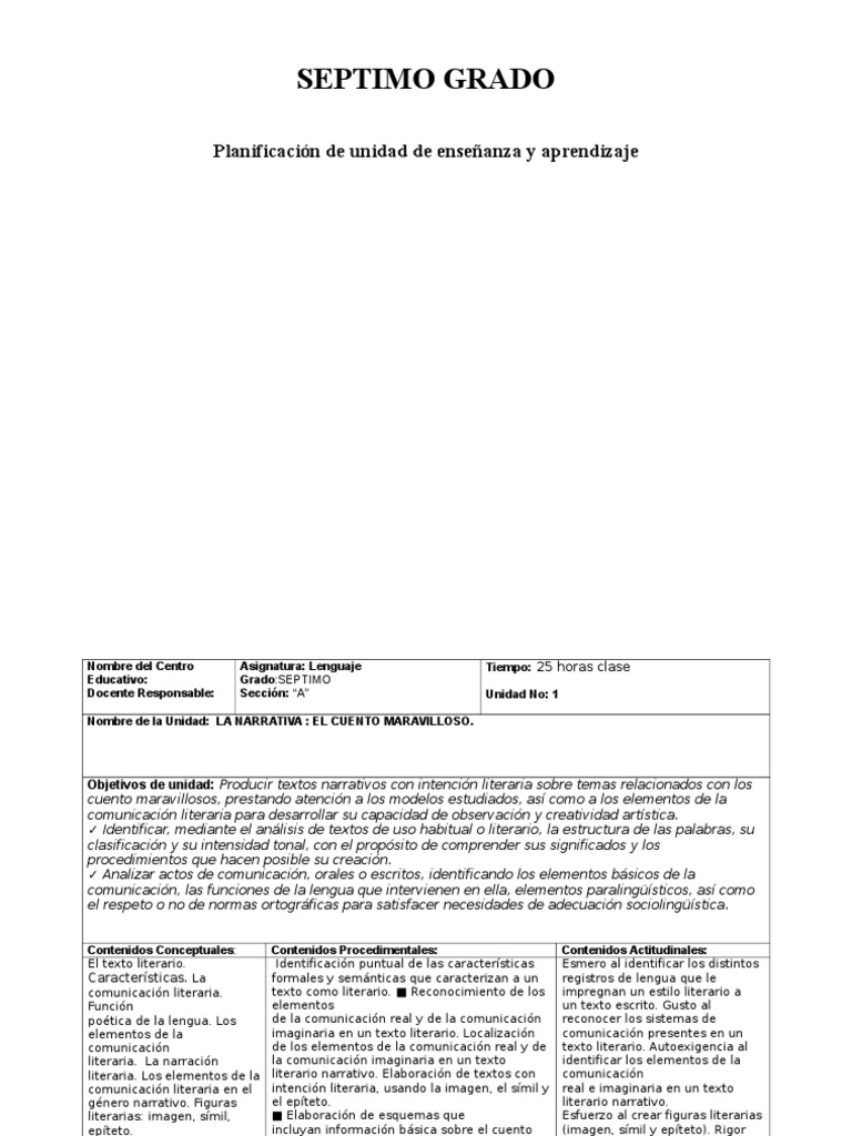 Planificación Lenguaje Tercer Ciclo. | PDF | Sustantivo | Numero Gramatical
