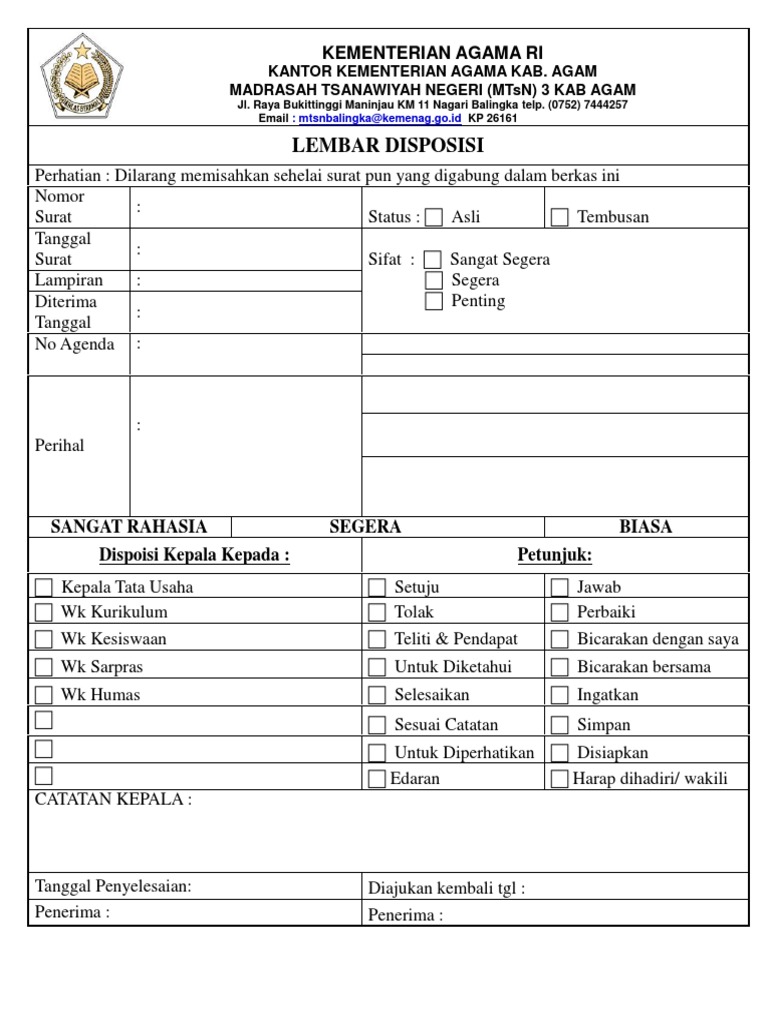 Lembar Disposisi PDF | PDF