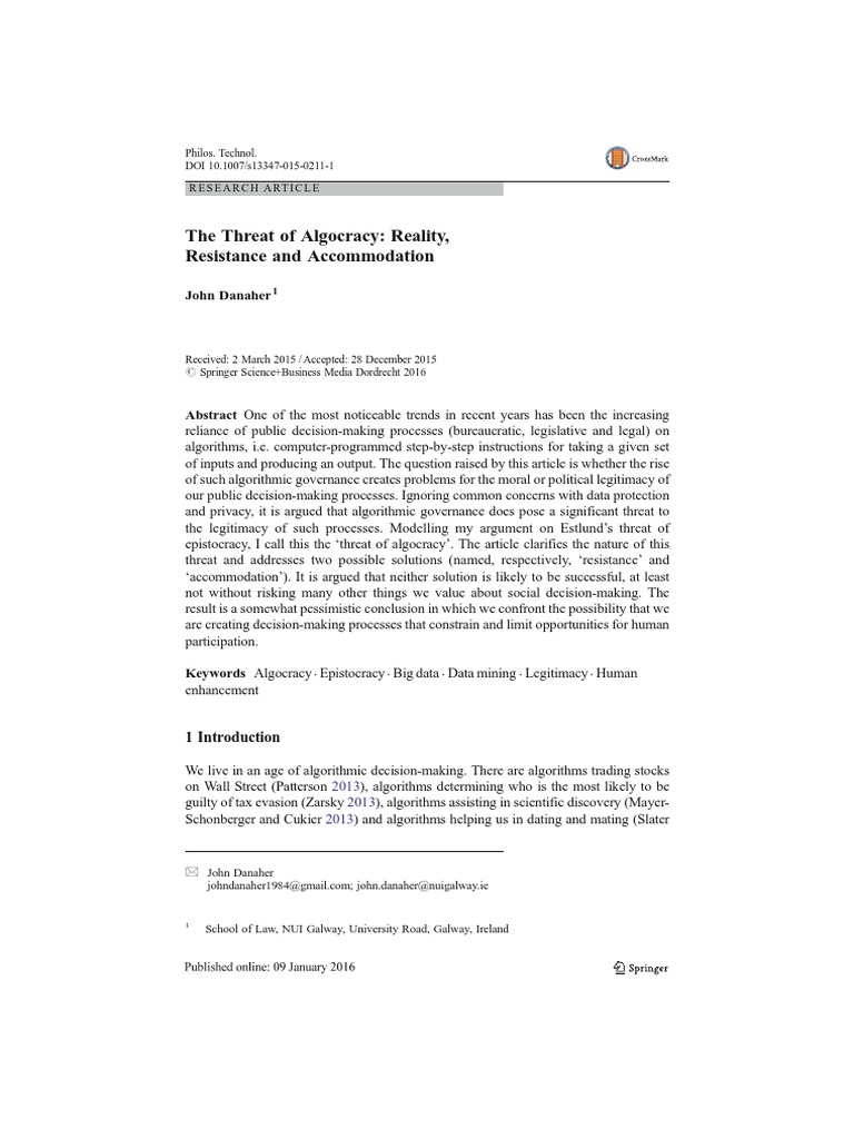 Danahe - The Threat of Algocracy | PDF | Data Mining | Reason