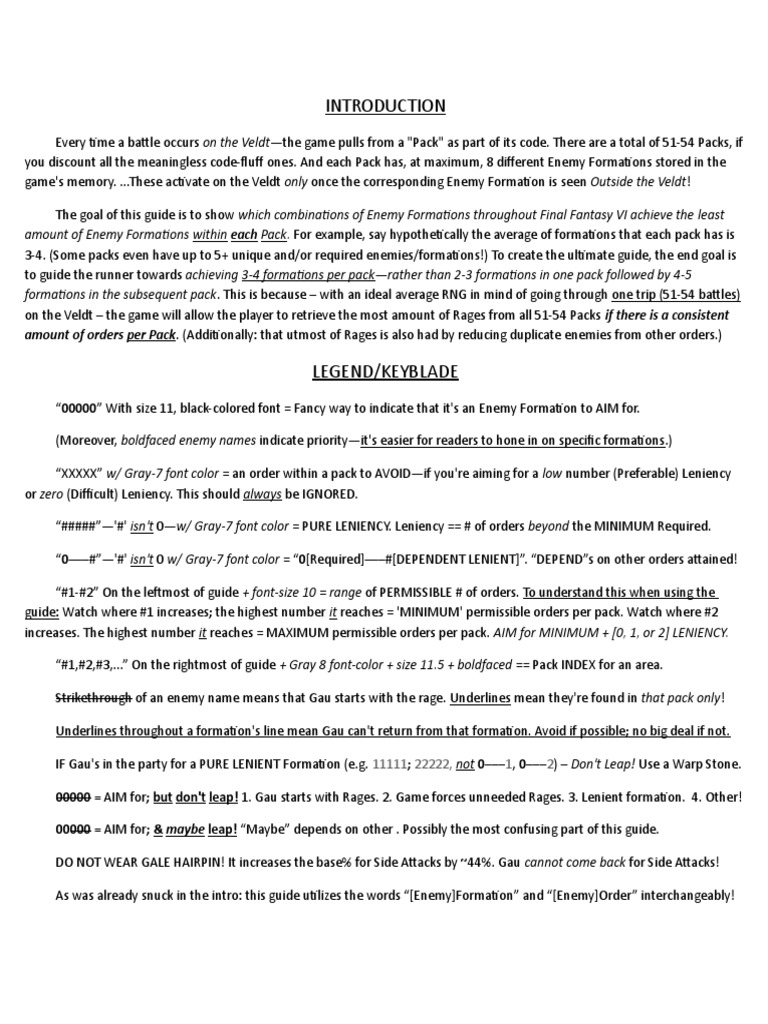 FF6 True 100 Rage/veldt Guide | PDF | Nature | Leisure