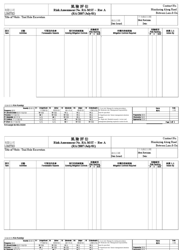 Risk Assessment Sample Form | PDF