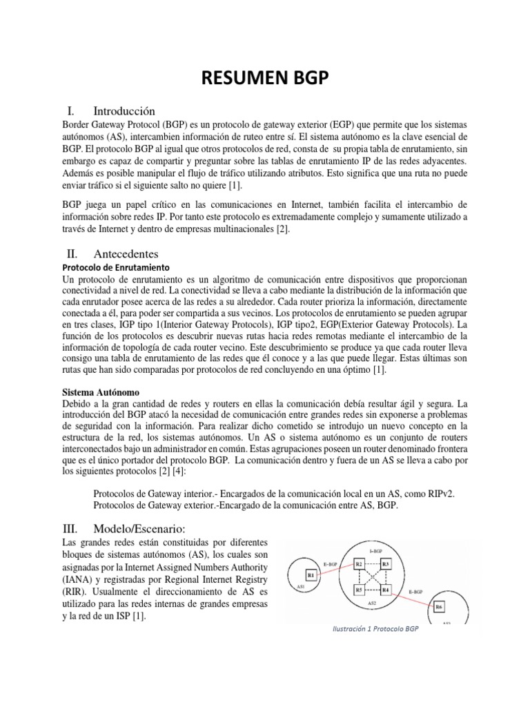 BGP Resumen | PDF | Enrutador (Computación) | Enrutamiento
