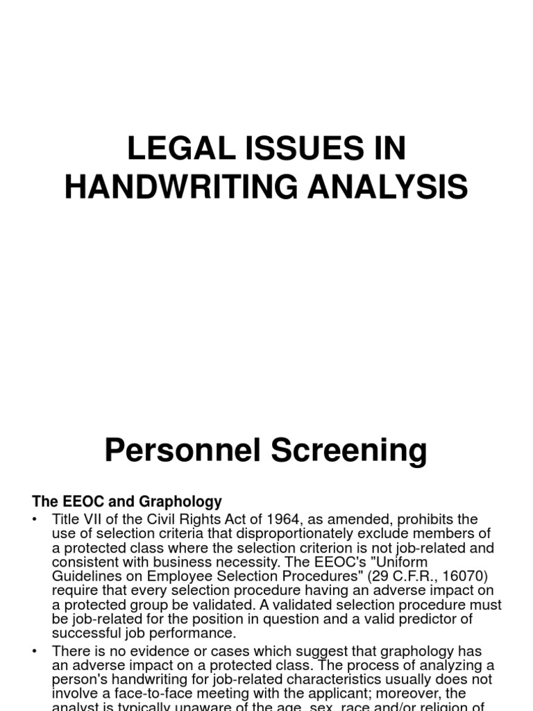 Handwriting Analysis in Legal Context | PDF | Graphology | Disparate Impact