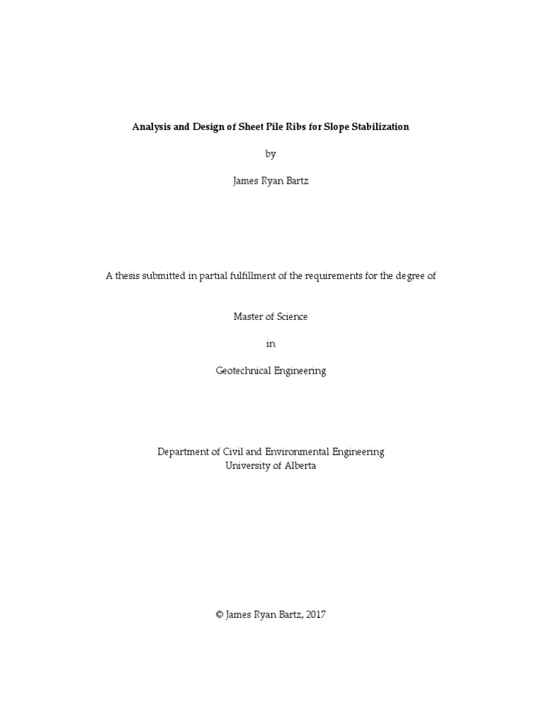 By James Ryan Bartz: Analysis and Design of Sheet Pile Ribs For Slope ...