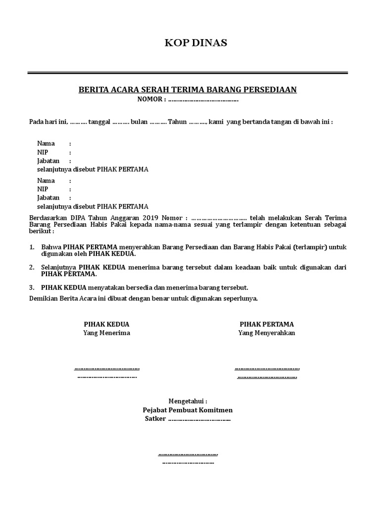 Format BAST Barang | PDF