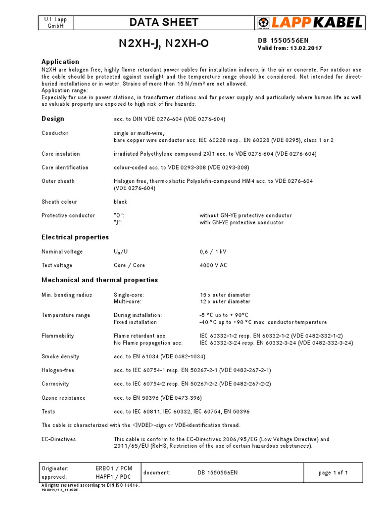 Data Sheet N2XH-J, N2XH-O: DB 1550556EN Application | PDF | Electrical ...