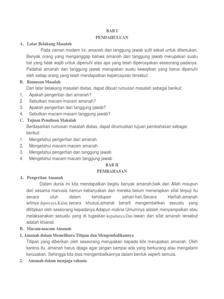 Pengertian dan Macam Amanah | PDF