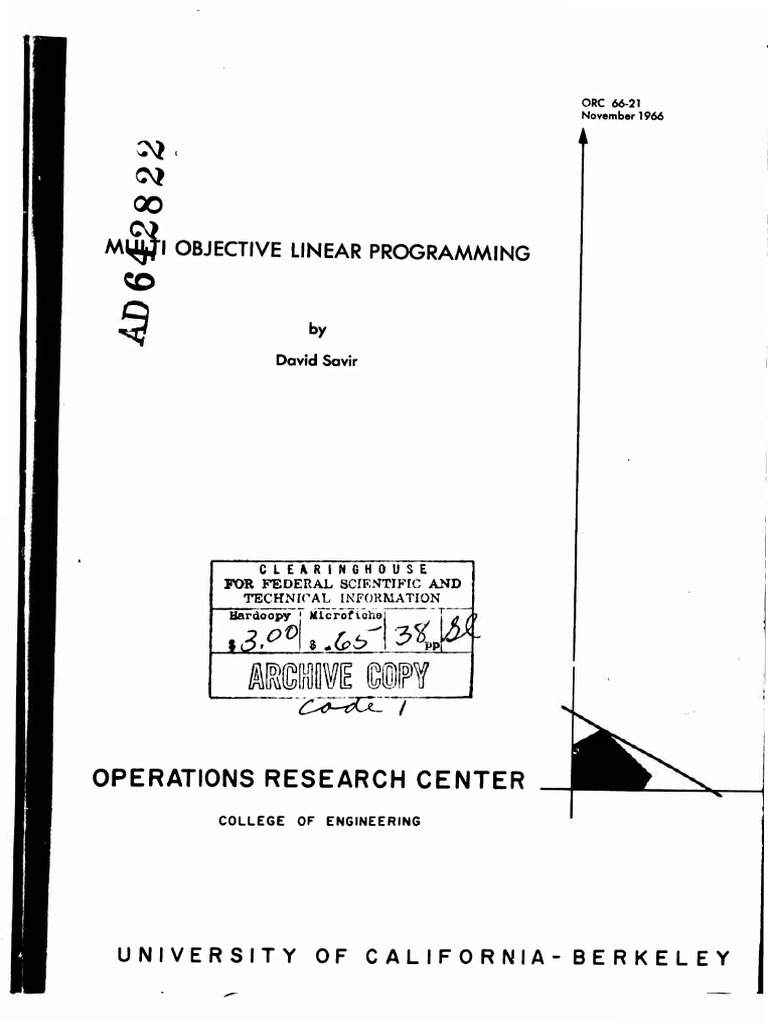 MULTI-OBJECTIVE Linear Programming | PDF | Mathematical Optimization | Linear Programming