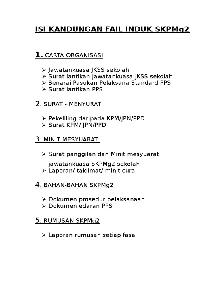 Isi Kandungan Fail Skpmg2 Induk | PDF