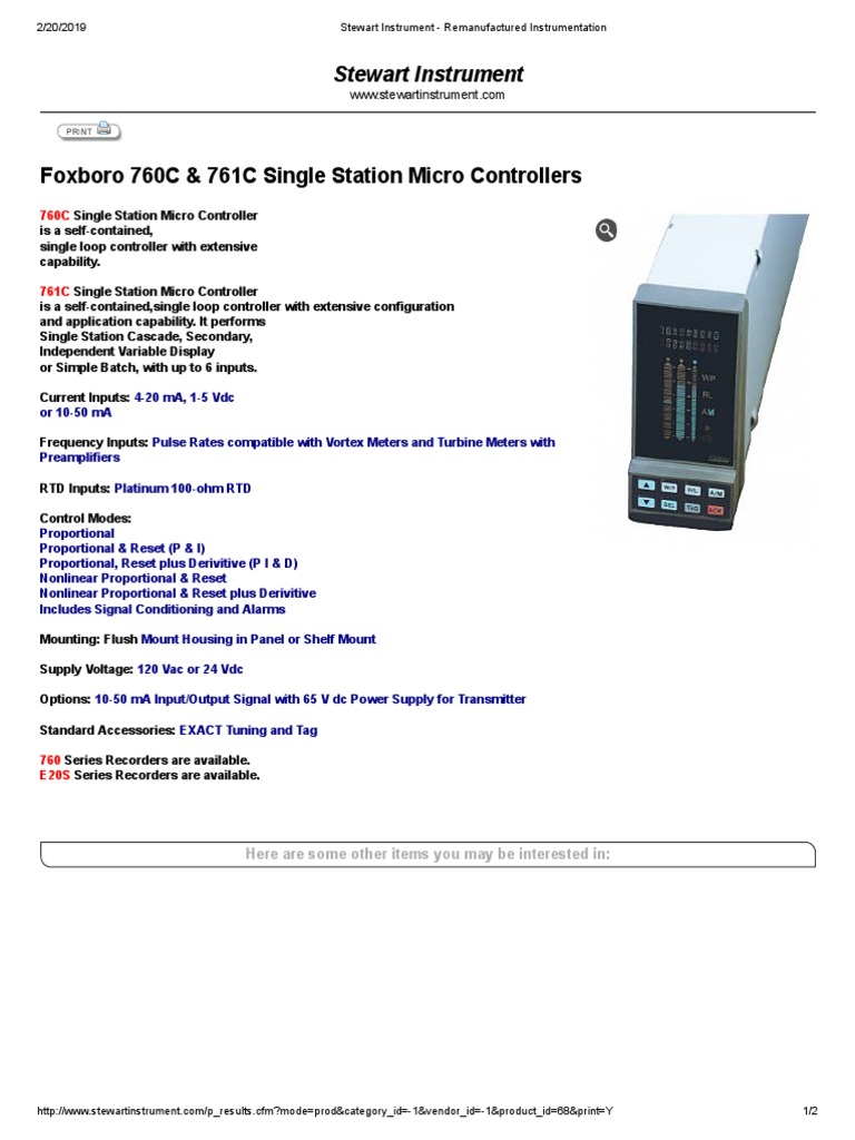 Foxboro 760C & 761C Single Station Micro Controllers: Stewart ...