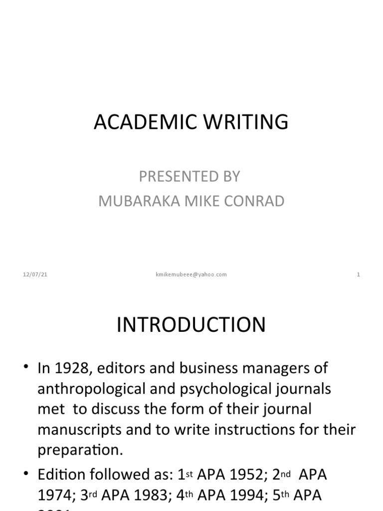 Academic Writing | PDF | Citation | Apa Style