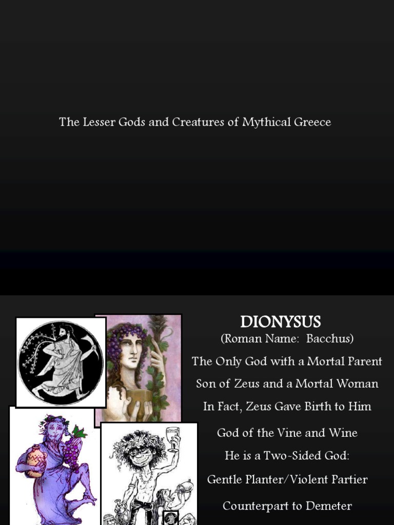 The Lesser Gods and Creatures of Mythical Greece | PDF | Eros | Dionysus