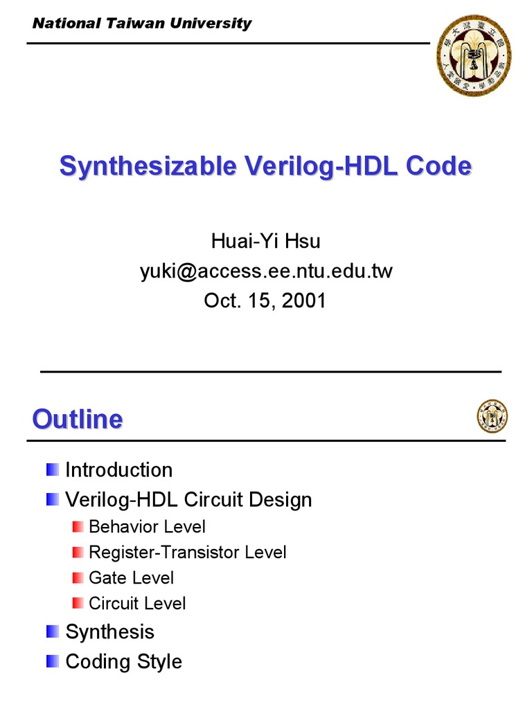 (Ebook - PDF) Synthesizable Verilog-HDL Code - Circuit Design | PDF | Logic Synthesis | Hardware ...