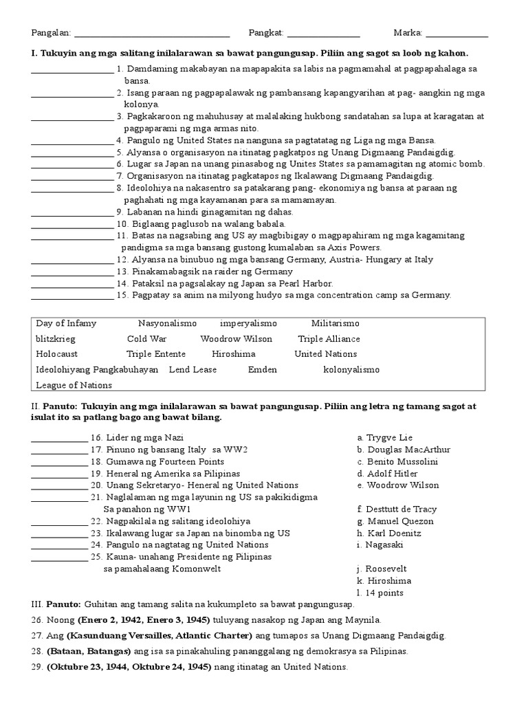 Ikaapat Mahabang Pagsusulit Daigdig | PDF