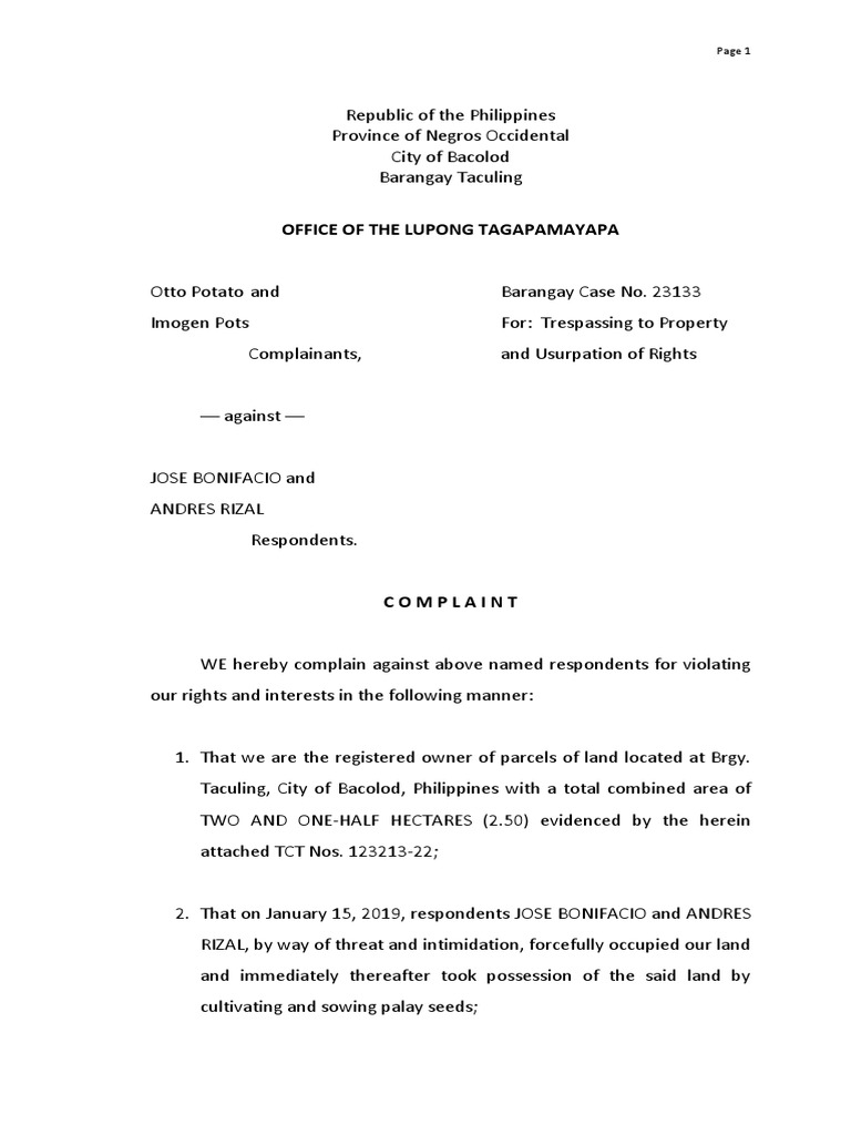 Barangay Complaint | PDF | Social Institutions | Social Science