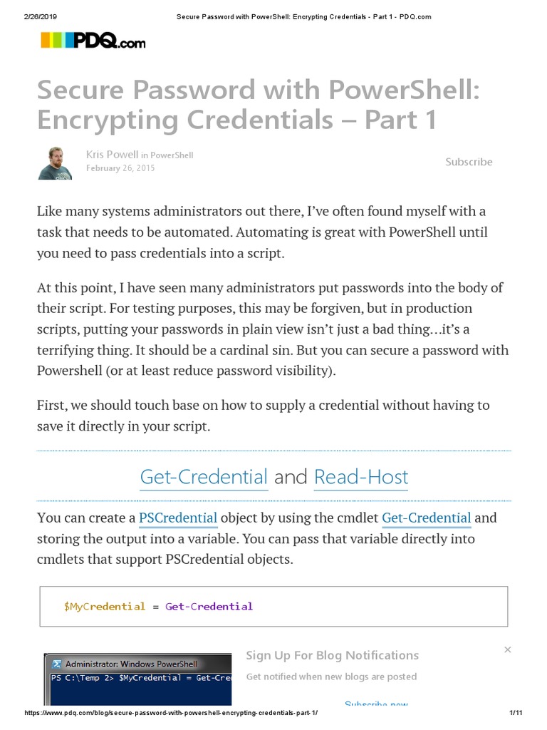 Secure Password With Powershell Encrypting Credentials Part 1 Download Free Pdf Password 