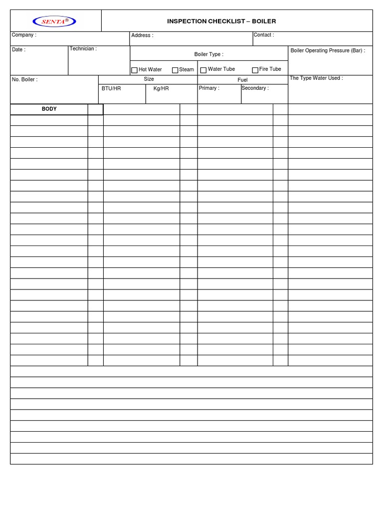 Boiler Inspection Checklist Template | PDF