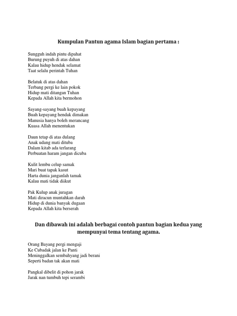 Kumpulan Pantun Agama Islam Bagian Pertama | PDF