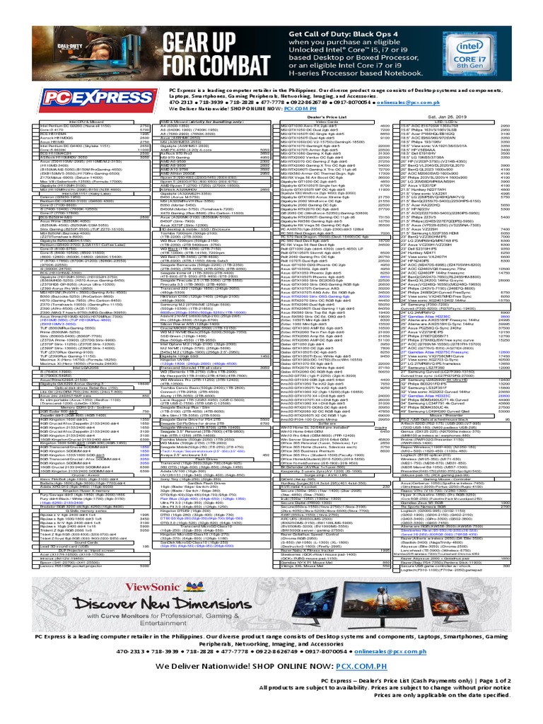 2019-01-26 - PC EXPRESS - DEALER'S PRICE LIST (Strictly For Cash ...