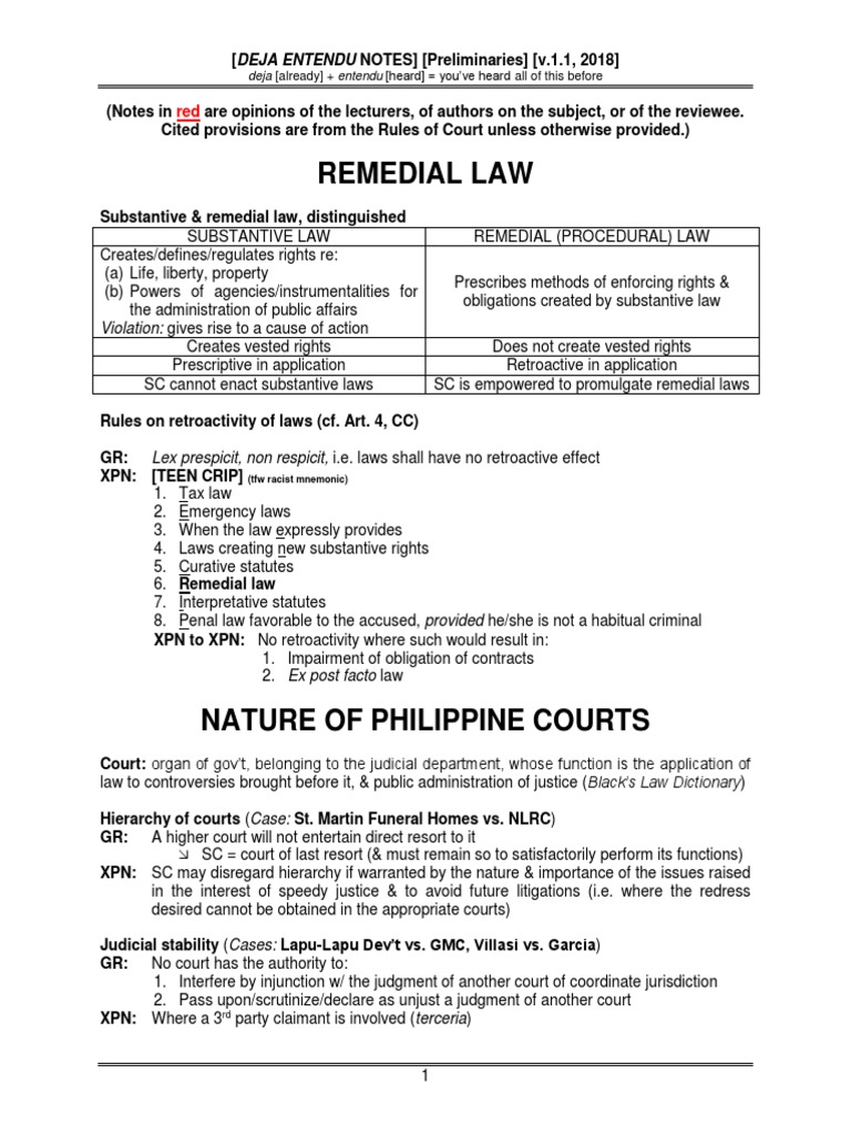 01 Remedial Law Preliminaries | PDF | Res Judicata | Collateral Estoppel