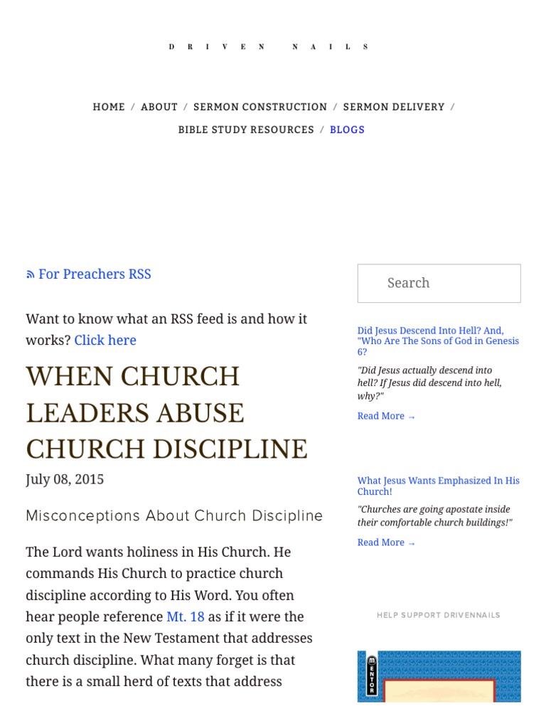 When Church Leaders Abuse Church Discipline | PDF | Repentance | Sin
