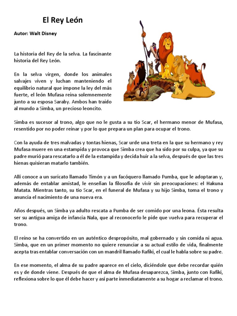 El Rey León | Descargar gratis PDF | Ocio