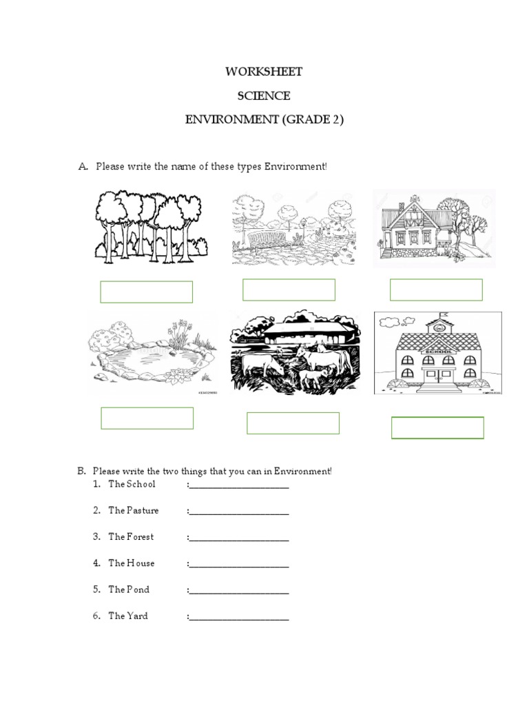 Worksheet Science Environment (Grade 2) : A. Please Write The Name of ...