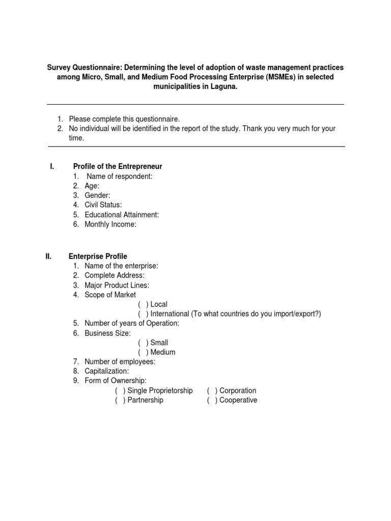 Abm 180 Questionnaire | PDF