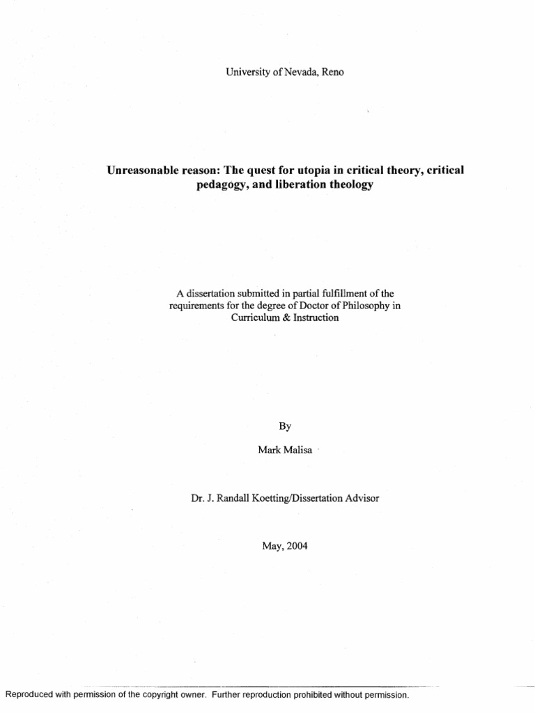 Unreasonable Reason The Quest For Utopia in Critical Theory, Critical ...