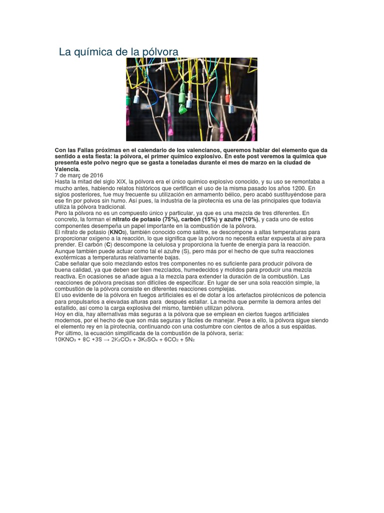 La Química de La Pólvora | Pólvora | Pirotécnica