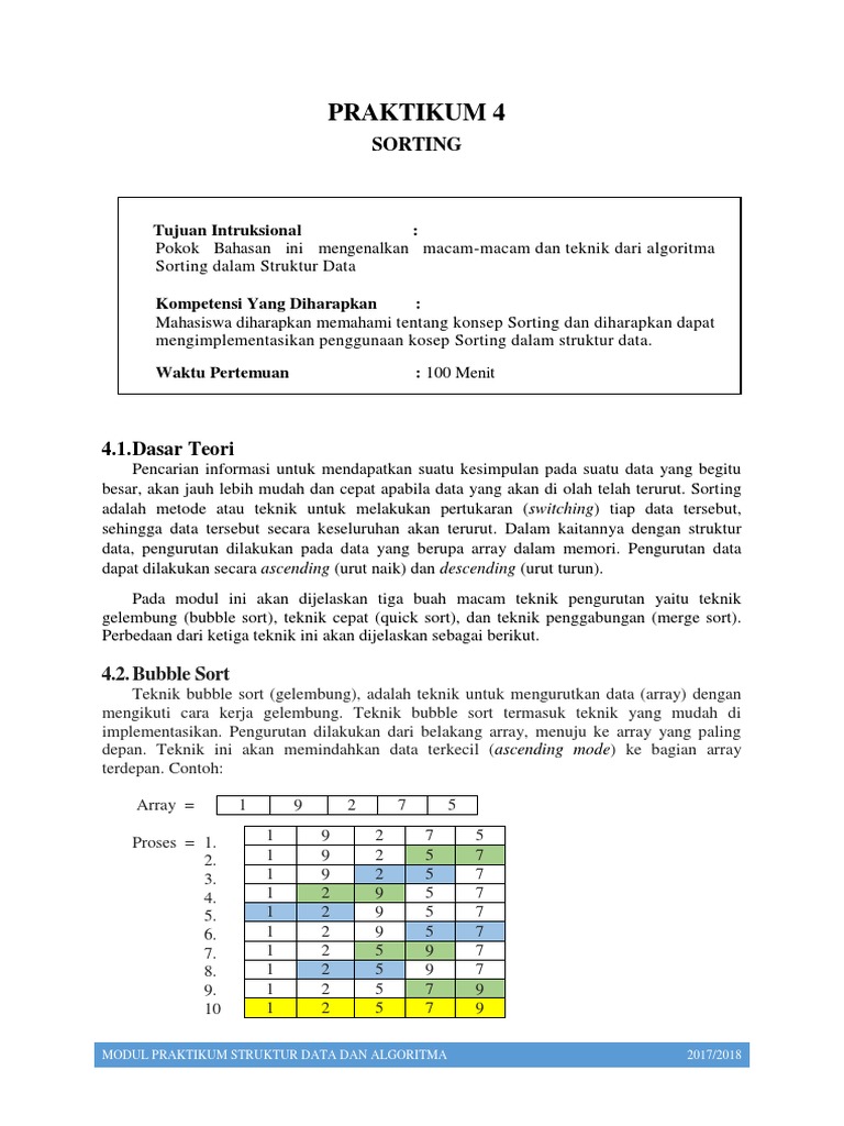 TEKNIK SORTING DALAM STRUKTUR DATA | PDF