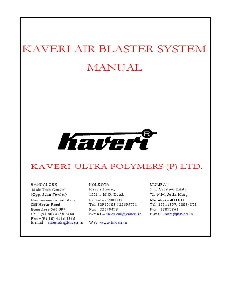 Operation & Maintenance Manual of Air Blaster System | PDF | Valve | Switch